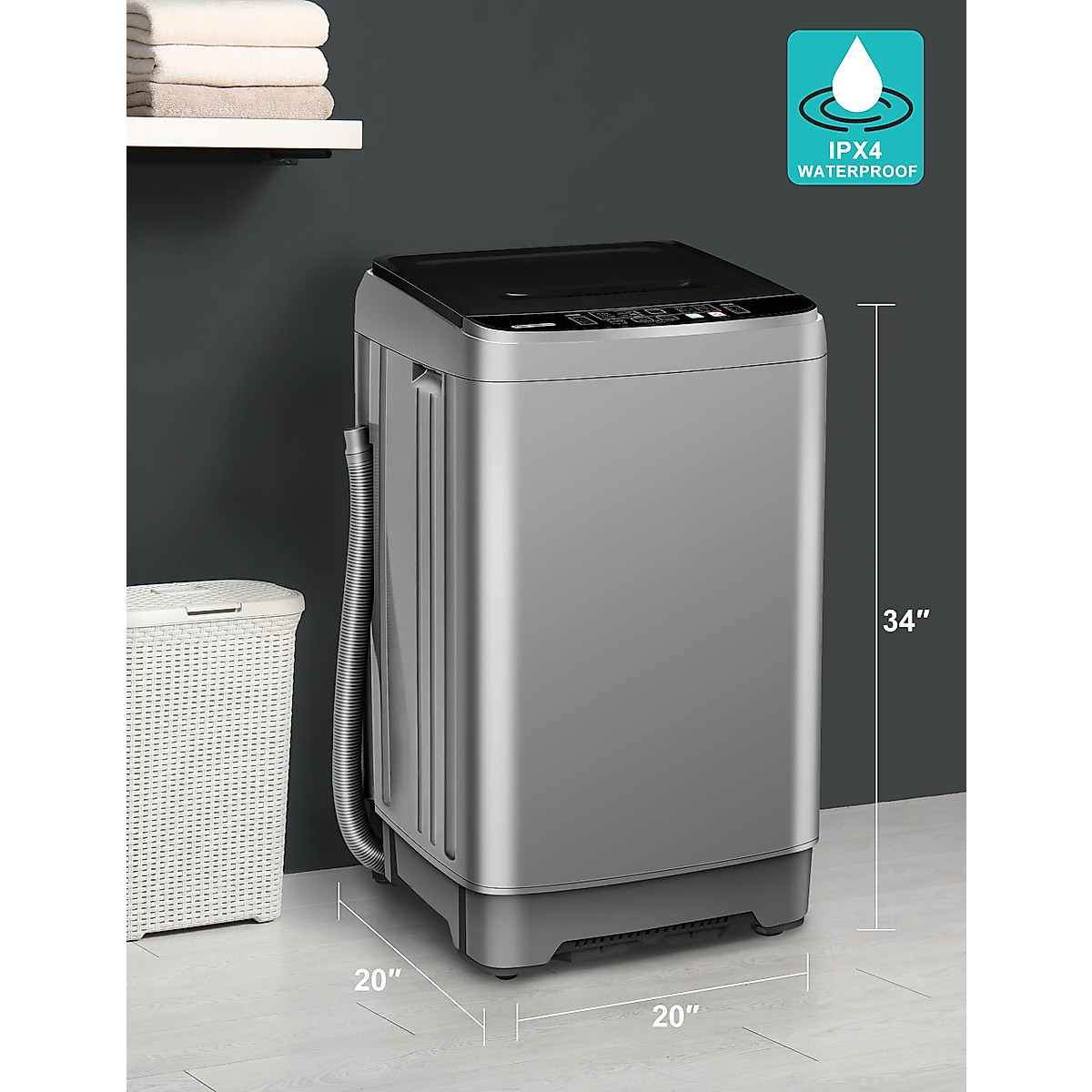 Portable Washing Machine - Compact 2.3 Cu.ft Portable Washer, Full-Automatic Top Loader for Space Saving, Ideal for Apartments, Homes, and Dorms, 10 Wash Cycles, Low Noise, IPX4
