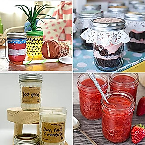 12 Pack Mason Jars 8 oz with Airtight Lids, Glass Regular Mouth Canning Jars, Small Quilted Crystal Jars for Jelly, Jam, Overnight Oats, Meal Prep