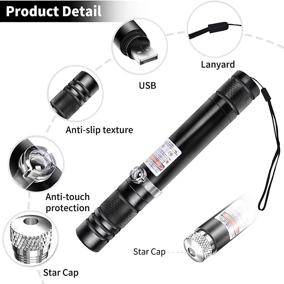 Cowjag Laser Pointer, Long Range Red Laser Pointer,Laser Pointer High Power Pen, Red Pointer Rechargeable for Hiking, Cat Laser Toy USB Charge(Red Light)