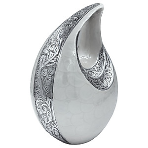 Beautiful White Cremation Urn with Velvet Bag - Personalized Urn - Unique Cremation Urn - Memorial Urn - Engravable Urn - Urns for Ashes