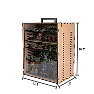 Miniature Carrying Case, Miniature Storage Case, Miniature Transport Case with Transparent Acrylic Panel Compatible with WH 40k, AoS, DND and More