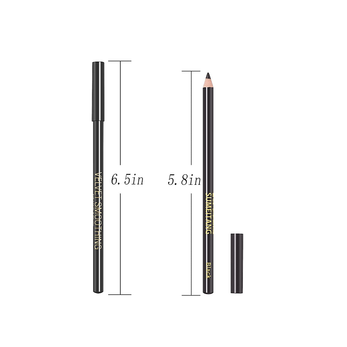 Zevni SUMEITANG Eyeliner Pencil 12 Pcs 2 in 1 Wooden Black Eye liner & Eyebrow Pencil Women Makeup Easy to Color Long lasting Waterproof