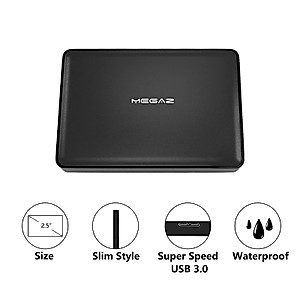 MegaZ 120GB External Hard Drive Backup Slim 2.5'' Portable HDD USB 3.0 for PC, Mac, Laptop, Chromebook, 3 Year Warranty