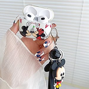 Cute AirPod 3nd Generation Case, AirPod 3 Personalise Custom, Airpod 3 Case Cover with Keychain/Lanyard, Protective Hard Case Cover Skin for Women Girls Airpod 3 Case [Front LED Visible] (Mickey)