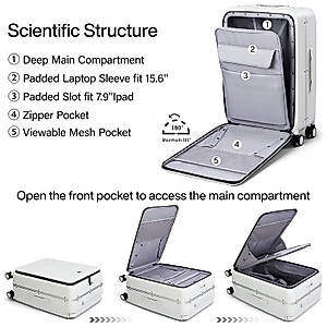 Hanke Luggage Hard Shell Suitcases 24 Inch Checked-Medium Luggage with Spinner Wheels TSA Approved Luggage Travel Luggage Wide Handle for Men Women(Smoke White)