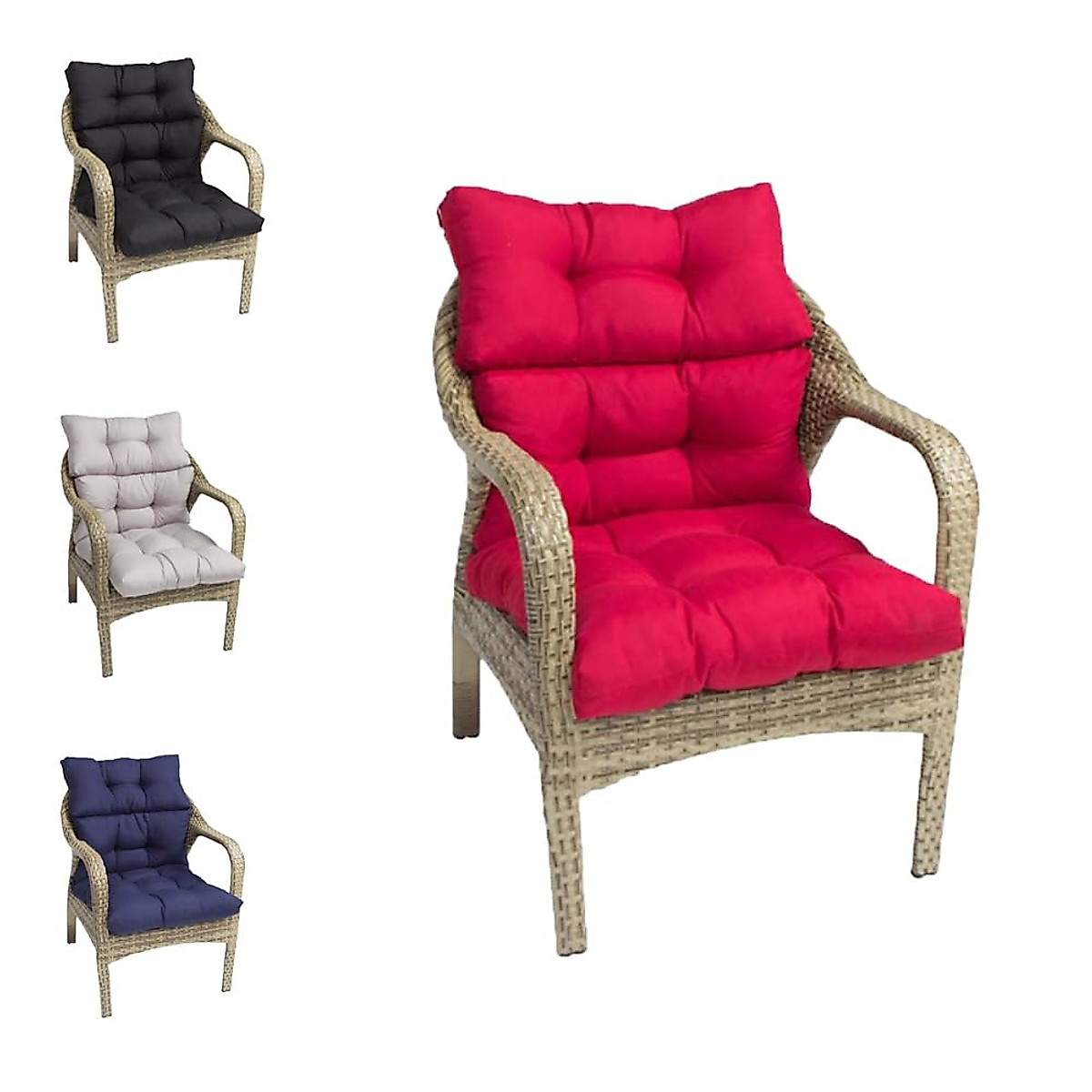 COGINQUS Indoor/Outdoor High Back Chair Cushion-Premium Tufted Deep Seat Cushion with Ties,Patio Rocking Chair Replacement Seat Pads for Outdoor Furniture (Burgundy)