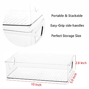 Cq acrylic Stackable Refrigerator Organizer Bins,6 Pack Clear Kitchen Organizer Container Bins with Handles for Pantry,Cabinets,Shelves,Drawer, Fridge BPA Free