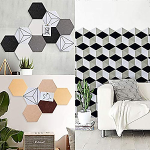 Hexagonal Felt Board x4, Geometric Cork Board Photo Message Board, 3D Creative Kindergarten Decoration, Anti-Collision
