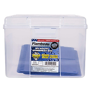 Flambeau Outdoors 550 Large Big Mouth Spinnerbait Box, Fishing Bait and Lure Organizer with anti-corrosion Zerust dividers, Clear