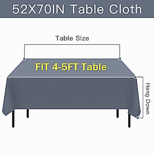Vonabem 100% Waterproof Rectangle PVC Tablecloth, Vinyl Table Cloth Cover with Flannel Backing Oil Spill Proof Wipeable Table Cloths for Indoor Outdoor（Light Coffee，52X70IN）