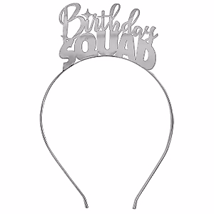 RhinestoneSash Birthday Squad - Birthday Squad Silver Headband Tiara -Bday Party Hd(BSQ) Slv
