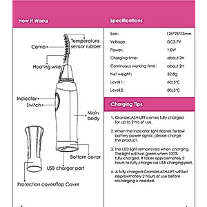 Grande Cosmetics LASH-LIFT Heated Lash Curler, Rechargeable and Travel Friendly, 2 Heat Settings, White