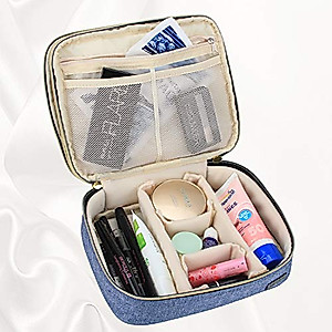 Teamoy Travel Makeup Brush Organizer, Cosmetic Brushes Bag Case with Compartment for Brushes and Beauty Essentials, Blue