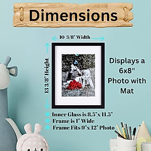 Tasse Verre 9x12 Picture Frames (2-Pack) with Glass Front and Pre-Installed Sawtooth Hanging Hooks, Optional Wide Mat for 6" x 8" Photos