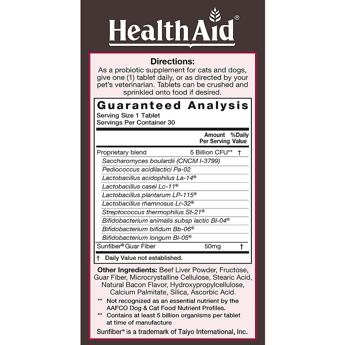 HealthAid PetProbio, 5 Billion with Probiotic, 10 Strains, 30ct, Once Daily for Cats and Dogs, Helps with Pet’s Digestive Health, Natural Beef, Liver, & Bacon Flavor