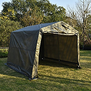 Bestmart INC Heavy Duty Protable Garage shed Shelter Canopy Carport Deep Gray,10x10x8ft