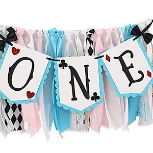 Alice in Wonderland Highchair Banner for 1st Birthday Alice in Wonderland Birthday Party Decorations, 1st Birthday Girl Decoration, Highchair Banner 1st Birthday Girl, Birthday Photography