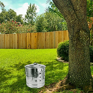 DOITOOL Metal Burn Barrels for Outside, Yard Waste Incinerator Barrel Burn Barrel with Lid and Handle for Paper Leaf Trash Wood Backyard Bonfire (9.4 X 8.7 Inch