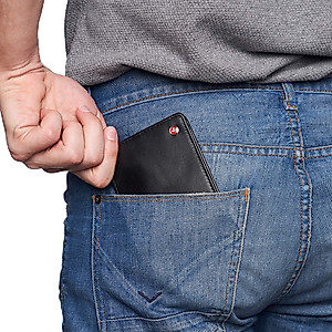 Alpine Swiss RFID Connor Passcase Bifold Wallet For Men Leather Comes in a Gift Box Smooth Finish Black