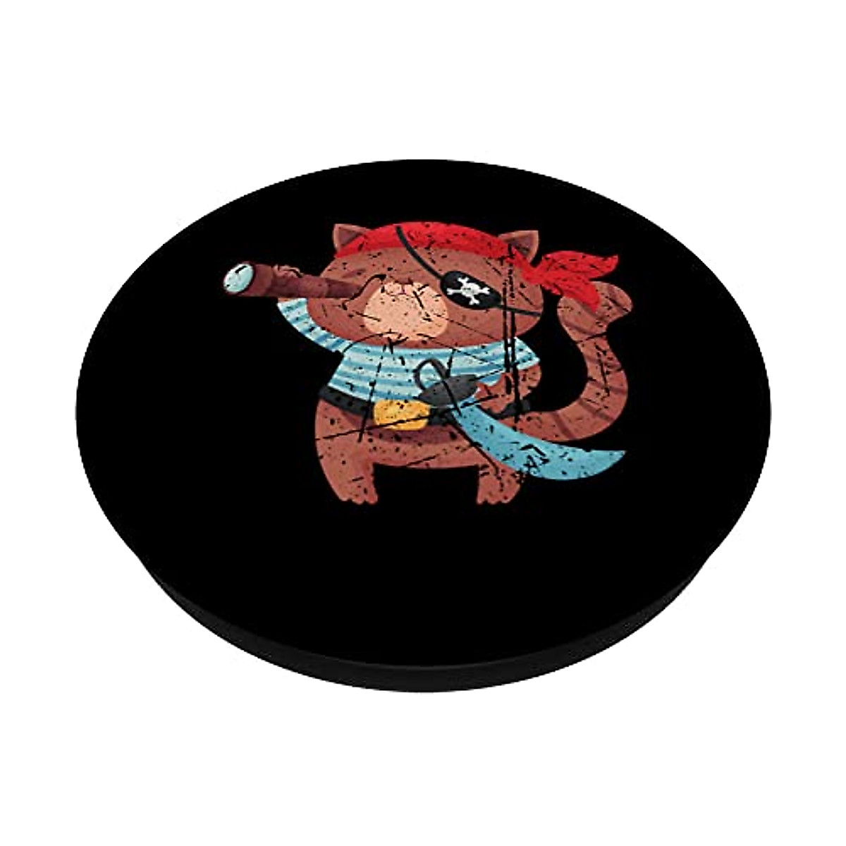 Animal Cute Brown Cat Pirate Cool Birthday Themed Party PopSockets Swappable PopGrip