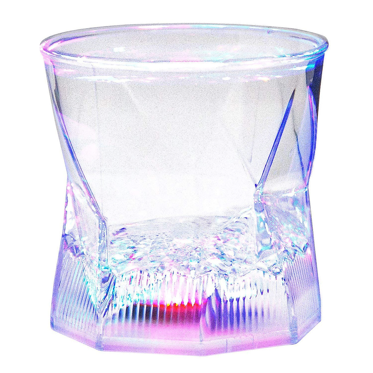 Liquid Activated Multicolor LED Old Fashioned Glasses ~ Fun Light Up Drinking Tumblers - 10 oz. - Set of 4