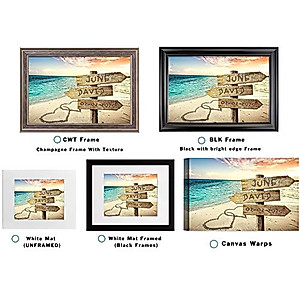 Heart in Heart Sign Unique Personalized Photo or Canvas Prints with Couple's Names and Special Date on Sign,Perfect Present for Anniversary,Wedding,Birthday,Holidays