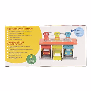 Battat – Car & Color Sorting Playset – Cause-And-Effect Toy – Push & Go Cars – Color-Coded Matching – 2 Years + – 3-Car Garage