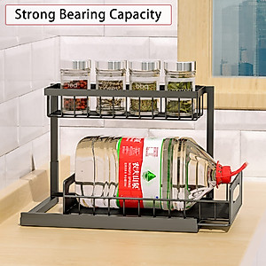 Under Sink Organizers and Storage, Multi-purpose 2-Tier Sliding Cabinet Basket Organizer Drawers, Kitchen Under Bathroom Storage Rack