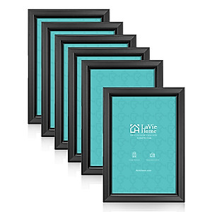LaVie Home 4x6 Picture Frames (6 Pack, Black) Simple Designed Photo Frame with High Definition Glass for Wall Mount & Table Top Display, Set of 6 Classic Collection