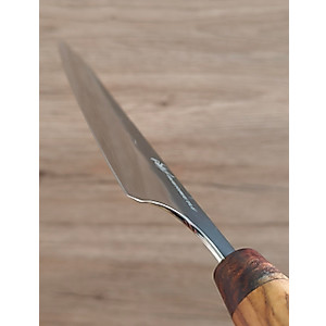 TIGERBEETLE SKD11 Triple Clamp Steel 8.5 inch Chef Knife SKD11 Japanese Steel Chef Knife for Home Kitchen and Dining Room (Huanghua Pear Wood+Olive Wood)