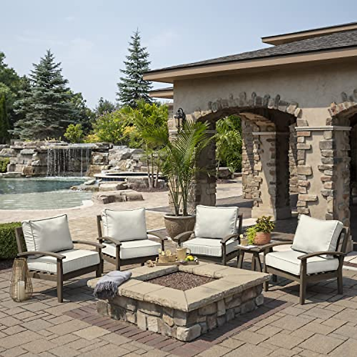 Arden Selections ProFoam Performance Outdoor Deep Seating Cushion Set 22 x 22, Sand Cream