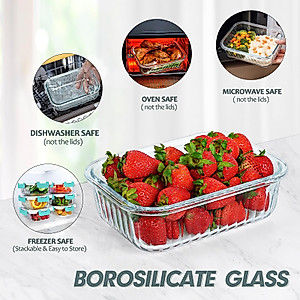 KOMUEE 10 Packs 22 oz Glass Meal Prep Containers, Glass Food Storage Containers with Lids, Airtight Glass Lunch Containers, Microwave, Oven, Freezer and Dishwasher Friendly, Green