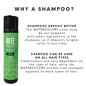 Watercolors INTENSE Semi Permanet Color Depositing Shampoo. Sulfate & Paraben Free to Maintain & Enhance Hair Color 8 fl oz - GREEN