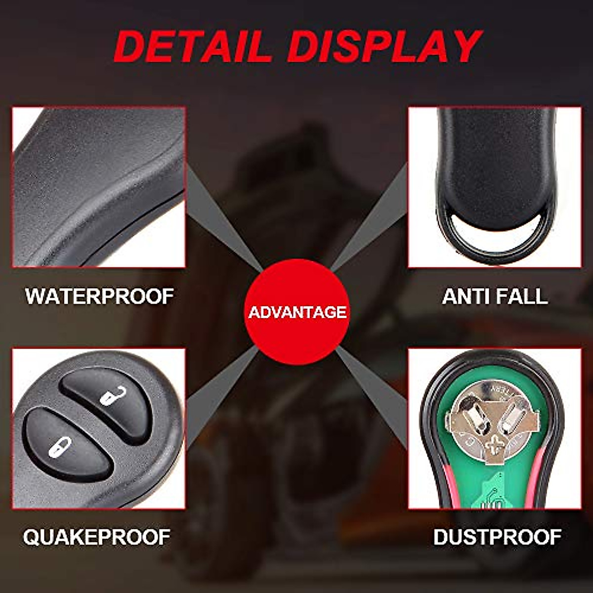 cciyu Replacement Keyless Entry Remote Car Key Fob Clicker Transmitter Alarm 2 X 3 Buttons Replacement for Chrysle/for D odge/Plymouth GQ43VT17T