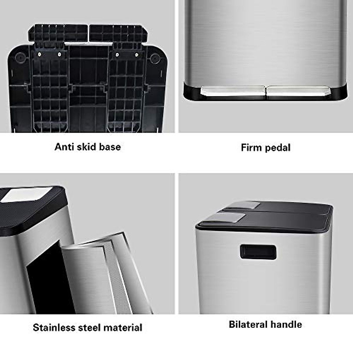 DBAL Trash Can Kitchen, 30 Liter Stainless Steel Trash Can 2 x4 Gallon Soft Close Lid and Airtight Suit for Kitchen Office Home Use