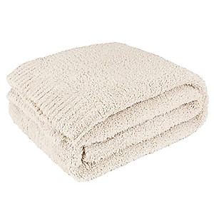 PAVILIA Plush Throw Blanket, Fluffy Textured Fleece Throw, Super Soft Cozy Microfiber Blanket for Sofa Couch Bed (Cream Beige, 60x80 inches)