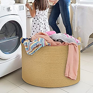 MXMHOME XXXL Large Blanket Basket Jumbo Woven Baskets for Storage Cotton Rope Baskets Jute Throw Blanket Storage Baskets for Pillows Toy Storage Basket Orgniazer Bins (23.6”x 23.6”x 14.1”)