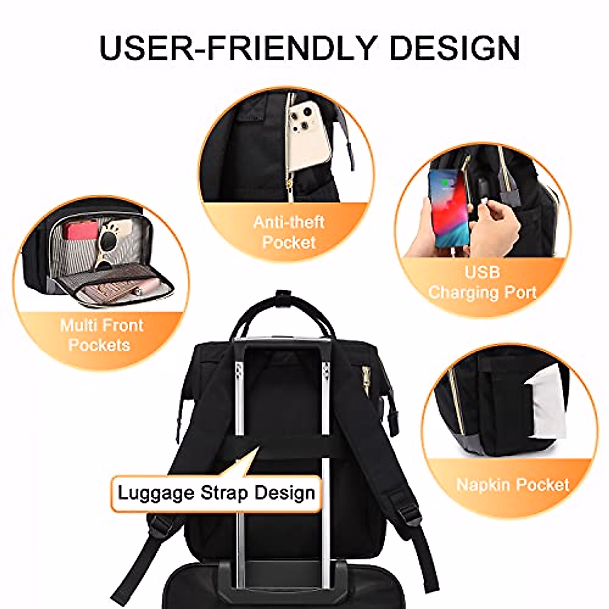 LOVEVOOK Laptop Backpack for Women 17-Inch Travel Work Backpack Purse Airline Approved Teacher Nurse Bag College Backpack with USB Port