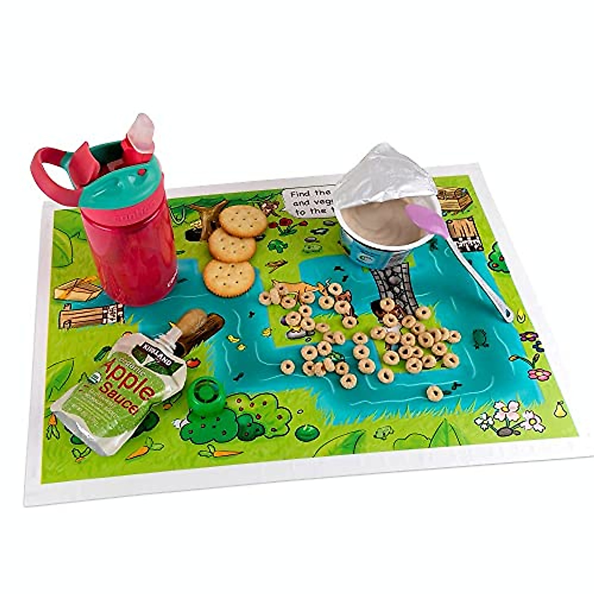 Party Bargains 60 Super Sticky Disposable Placemats - 12" x 18" (Treasure Chest Design) Baby Placemat, BPA Free & Quick to Clean, Keeps a Safe & Germ-Free Surface