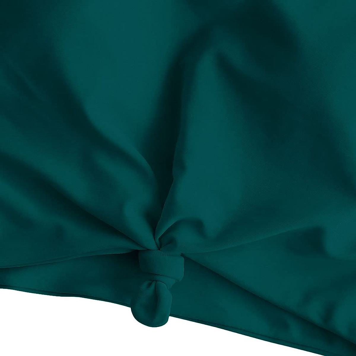 ZAFUL Women's Front Knot Bikini Tops Crop Tankini Top Scoop Neck Padded Bathing Suit Tops C-Peacock Blue M