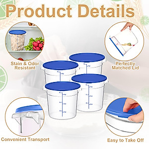 Suclain 4 Pcs 6 Quart Food Storage Container with Lids Clear Proofing Containers with Scale Handle for Bread Dough Rise Home Restaurant Food Storage(Blue)