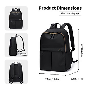 GOLF SUPAGS Laptop Backpack with Separate Laptop Compartment Water Resistant Computer Backpacks Fits 15 Inch Notebook Travel Work College Bags for Women Girls (Black)