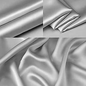 YJKIS 44" 100% Pure Silk Fabric Natural White Charmeuse Fabric by The Yard for Sewing Clothes DIY Crafts, Natural White