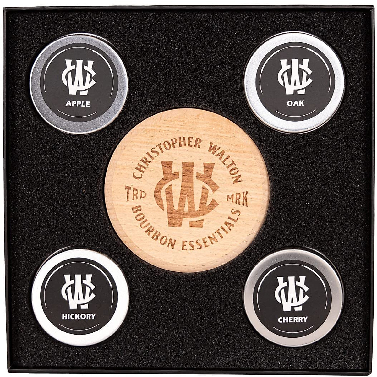 Christopher Walton - Cocktail Smoker Gift Set for the Bourbon and Whiskey Enthusiast with 4 types of Wood Chips, Cherry, Apple, Oak, and Hickory