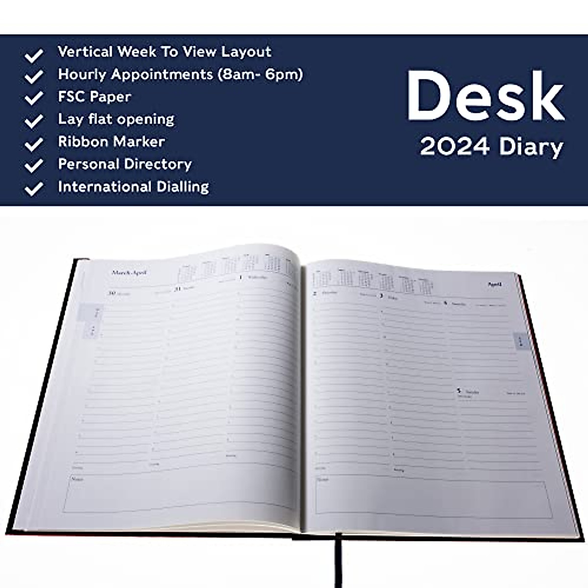 Collins Debden Collins Standard Desk 2024 Diary Quarto Week to View Business Diary (Appointments) - Business Planner and Organiser - January to December 2024 Diary - Weekly - Blue - A36.60-24