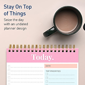 S&O Daily Planner Notepad for Productivity - 52 Page Office To Do List - Undated Coiled Note paper Organizer - Spiral Desk Notebook Perfect for Setting Goals, Task Planning and Organisation - Set of 4