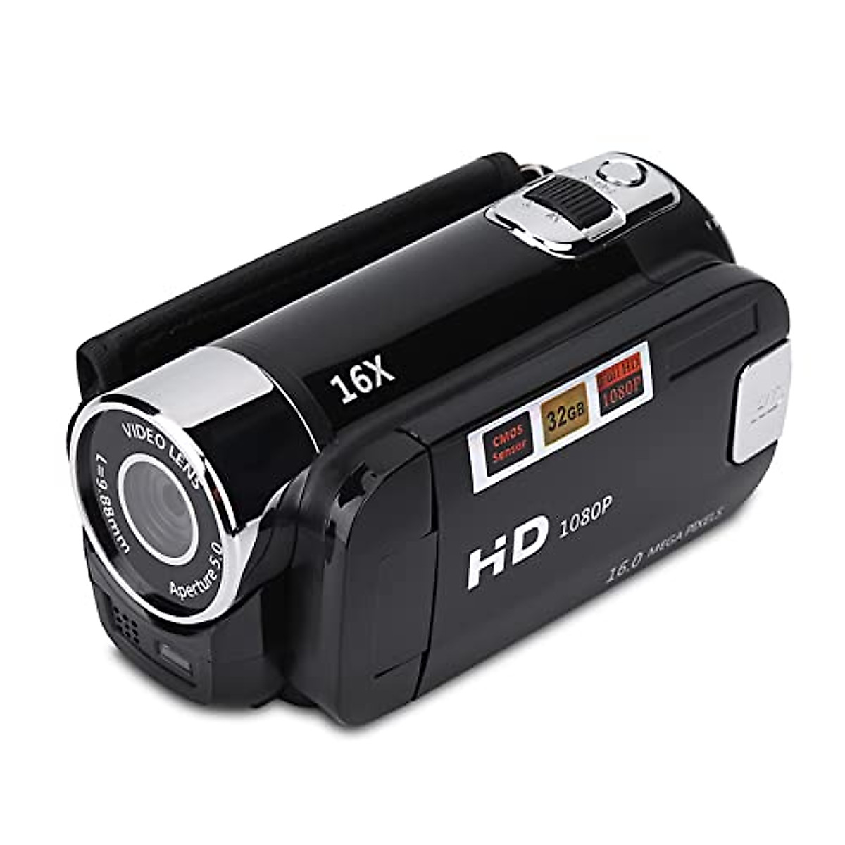 HD Digital Video Camera, 16X Digital Camera, 2.4 Inch Screen Video Camera for Kids, Beginners, Teenagers, 270 Degree Rotation, 118 x 51.5 x 58.5mm(Black)
