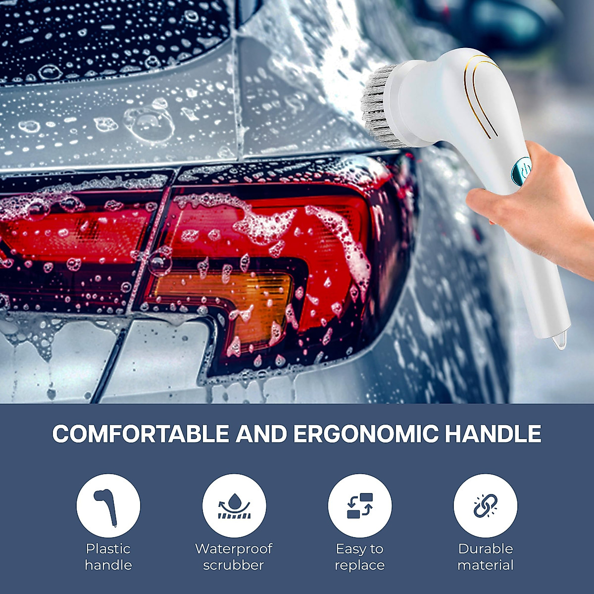 ZZ Life Electric Scrubber, Handheld Cleaning Brush, Includes 5 Replaceable Heads, Bathroom, Kitchen, Floor, Dish, Shoe, Glass - Multifunctional Home Accessory