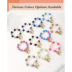 WEESMILE Silicone Key Ring Bracelet for Women | Stretchy Wrist Keychain Bracelet for Car Keys, Wallets, IDs, and Credit Cards (Brown/White)