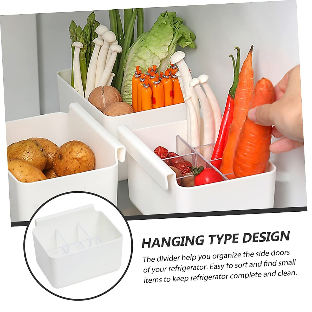BUGUUYO Small Hanging Refrigerator Side Box Organizer Kitchen Side Sauce Storage Solution for Fridge Compact Cabinet Organizer for Sauces and Condiments Ideal for Food Storage